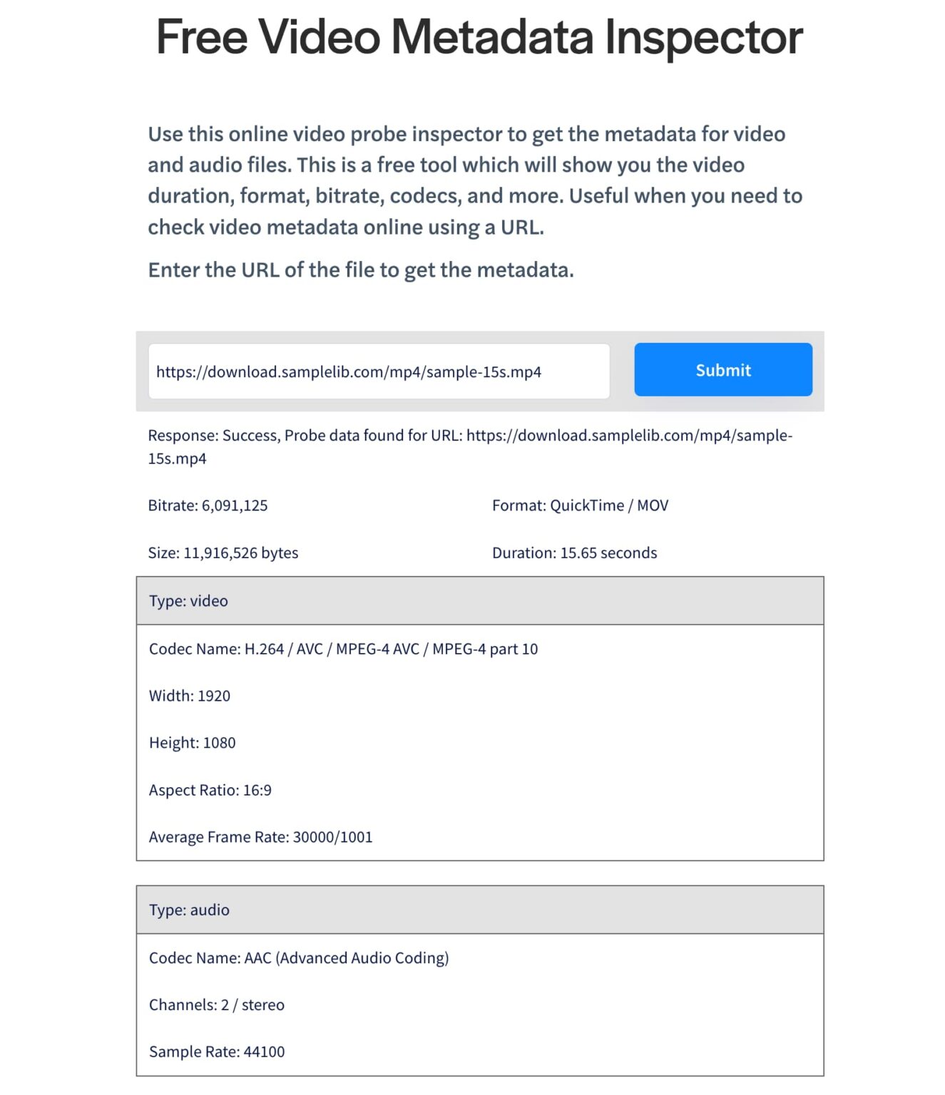 The Free Video Metadata Inspector